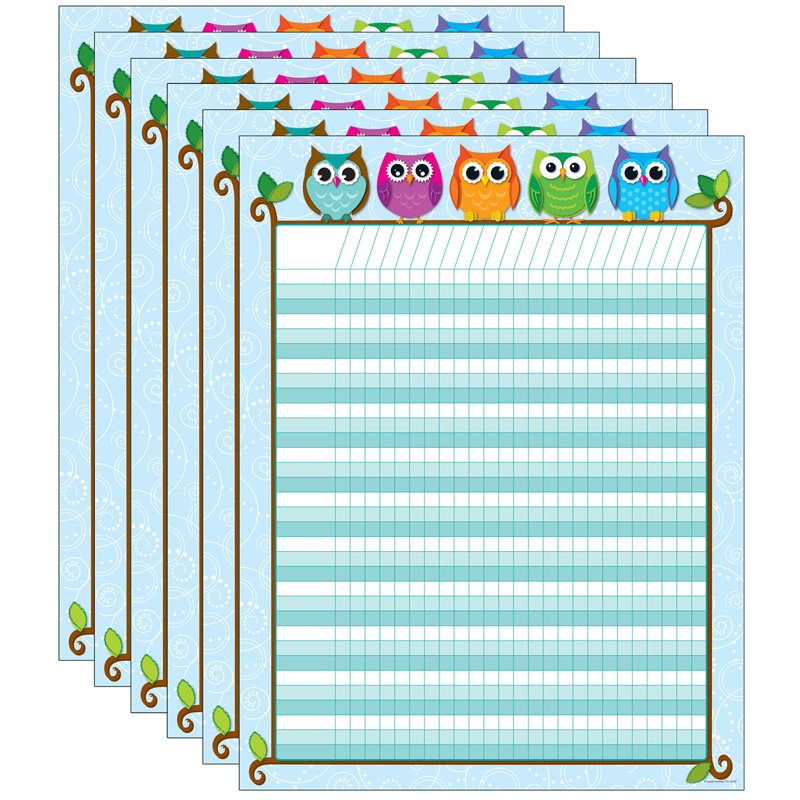 Carson Dellosa Education Colorful Owls Incentive Chart Pack Of 6 Zuma