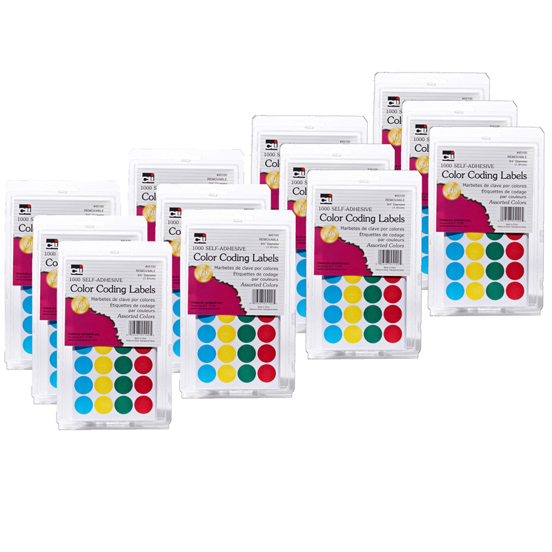 Charles Leonard Self-Adhesive Color-Coding Labels, Assorted Colors ...