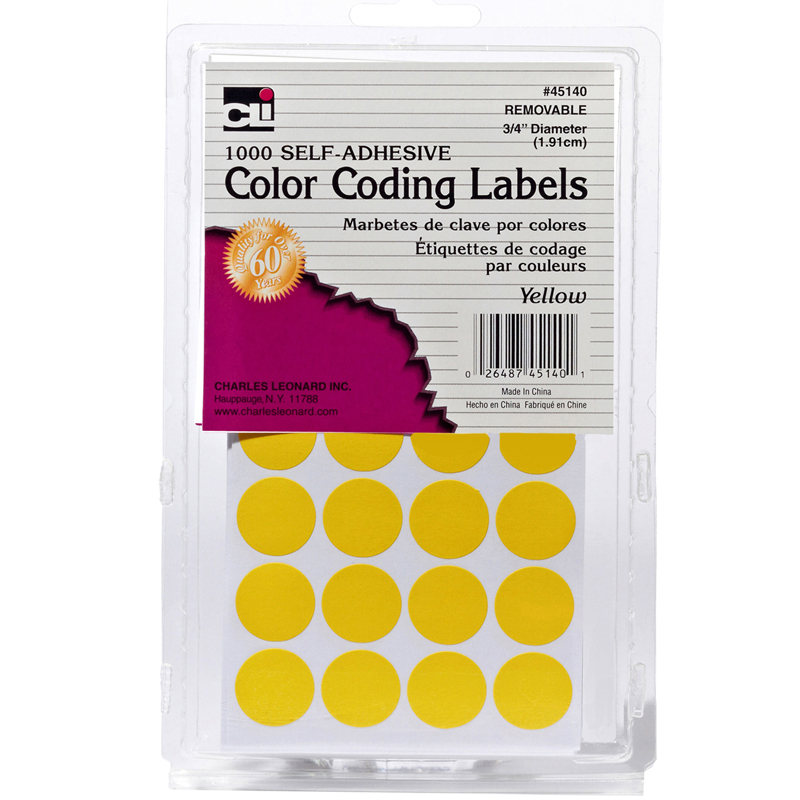 Charles Leonard Color Coding Dots, Self-Adhesive Labels, 0.75 Inch ...