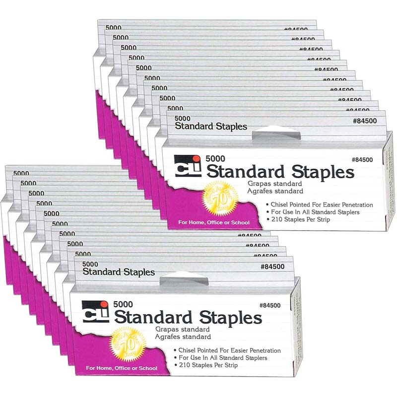 Charles Leonard Standard Staples, 5000 Per Pack, 20 Packs - TonerQuest