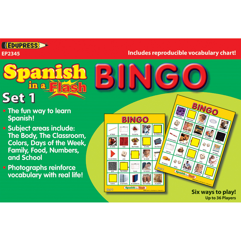 Spanish In A Flash Bingo Set 1 - The School Box Inc