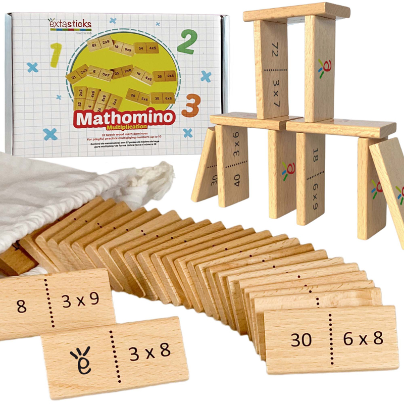 Extasticks Mathomino Times Tables Multiplication Domino Math Game - Zuma