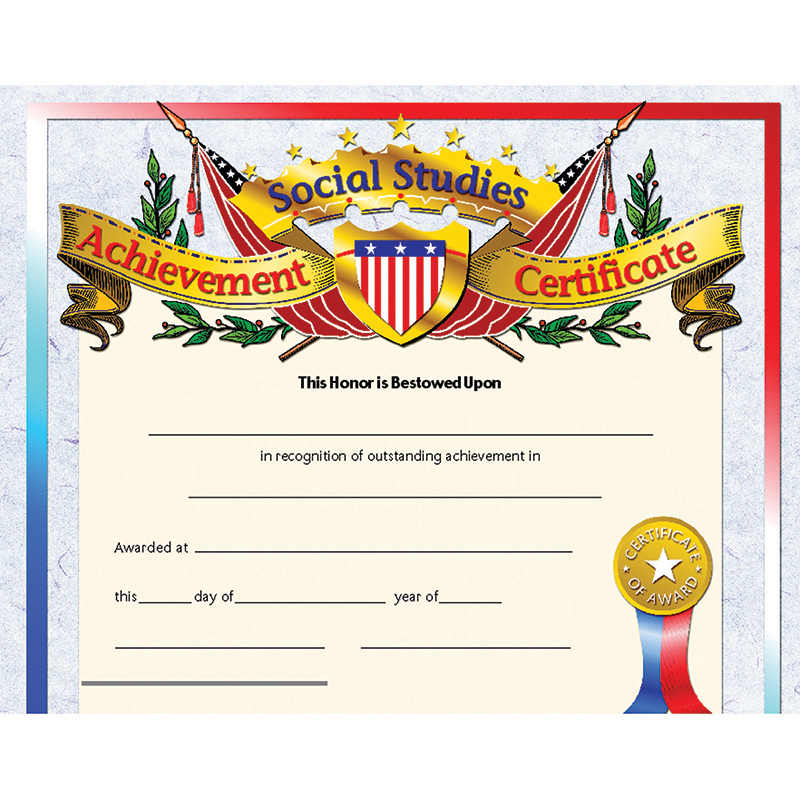 Social Studies Achievement Certificate - The School Box Inc