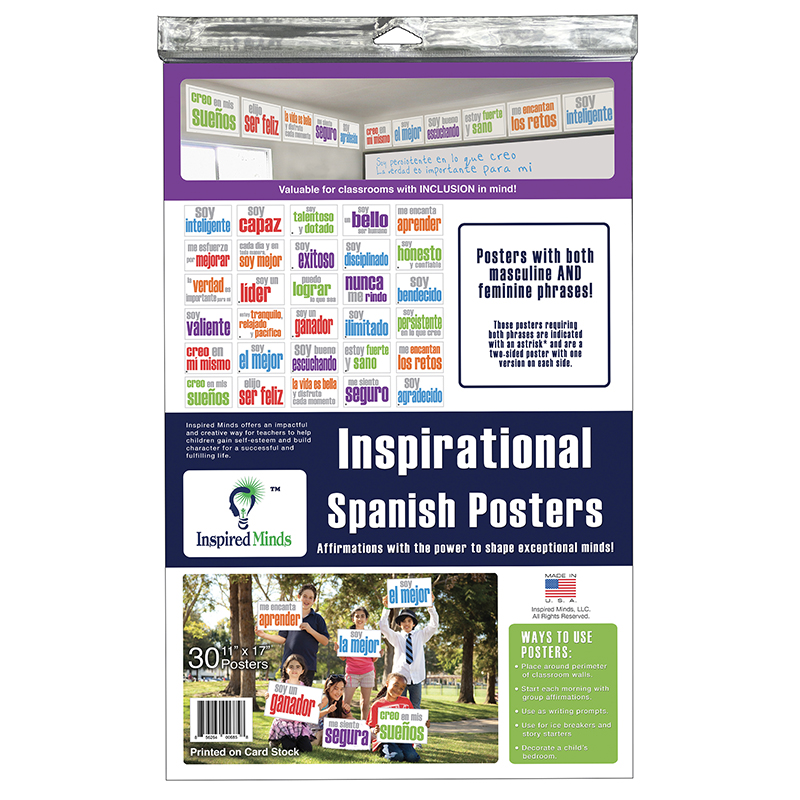 Inspired Minds Card Stock Posters, Set of 30, Spanish - Zuma