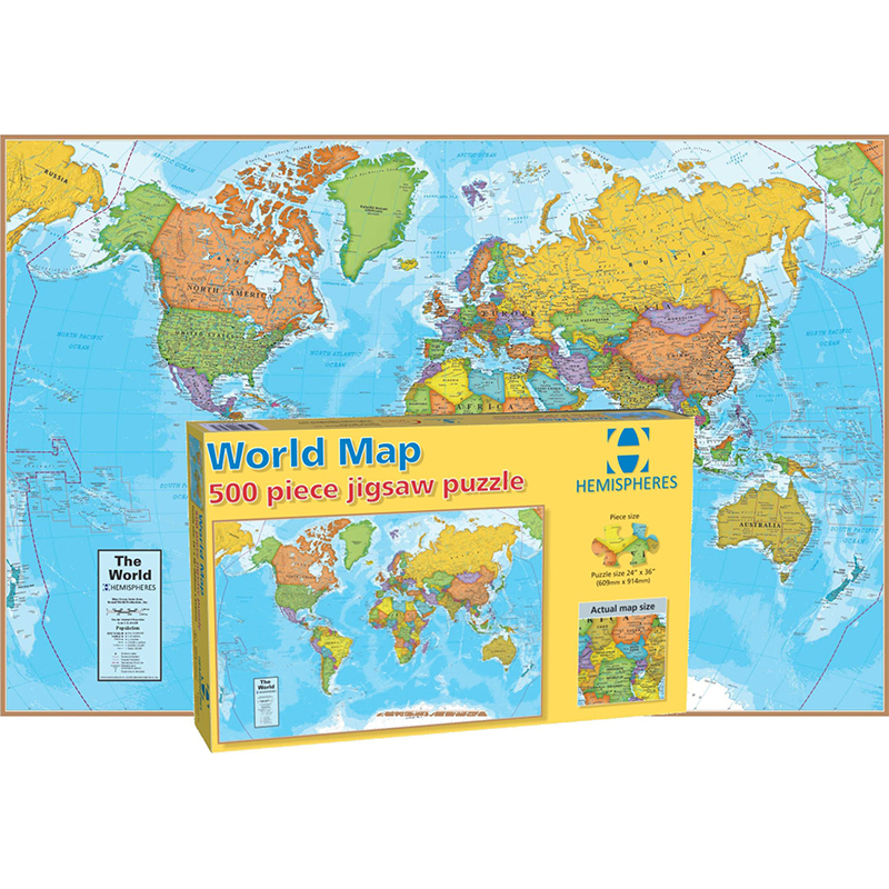 World Map International 500 Piece Jigsaw Puzzle The School Box Inc
