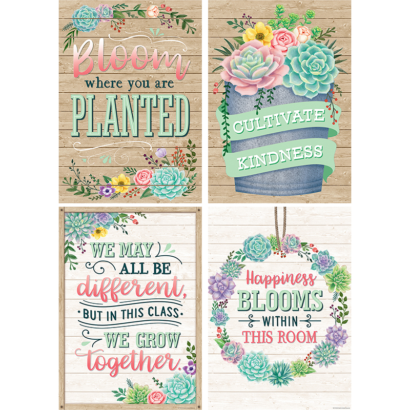 Teacher Created Resources® Rustic Bloom Posters, 13-3/8" x 19", Set of ...