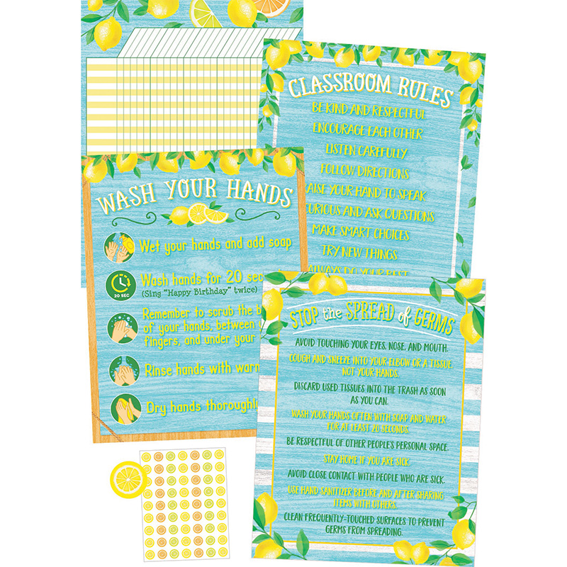 Teacher Created Resources® Lemon Zest Classroom Essentials Chart Pack ...