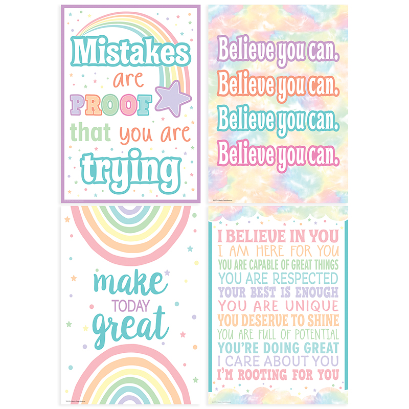 Teacher Created Resources® Pastel Pop Positive Posters, Set of 4 - Zuma