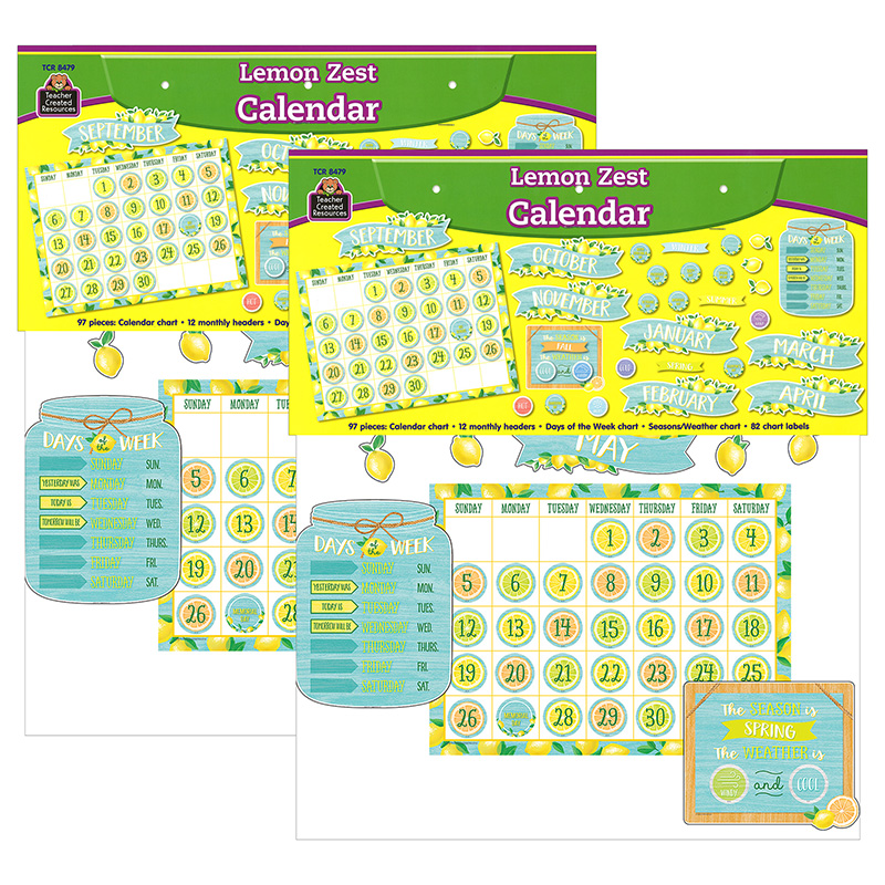 Teacher Created Resources® Lemon Zest Calendar Bulletin Board Set, 2 ...